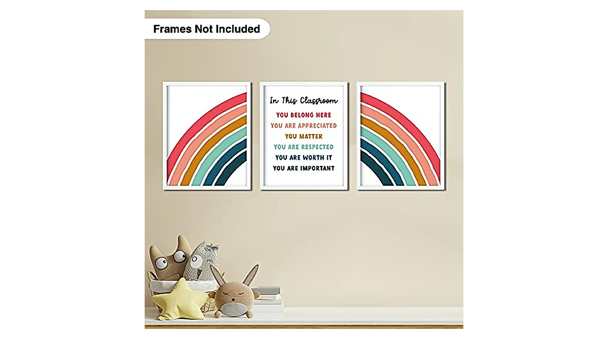 Inspirational Classroom Wall Art - 3-Piece Rainbow Set | Motivational Decor