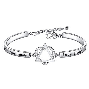 FEELMEM Adoption Jewelry Adoption Symbol Heart Triangle Charm Bracelet DNA Doesn't Make You Family Love Does Adoption Jewelry Gift for Stepmom Foster Mom (silver)