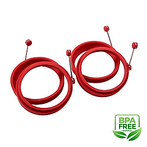 Nuwave Silicone Egg Rings, PFAS Free, Food-Grade, 4 Pcs, Non-Stick, 4”W x 0.75”D, Perfect Sized Eggs, Omelets, Mini Pancakes, Works on Frying Pans, Griddles & Electric Skillets, Oven & Dishwasher Safe