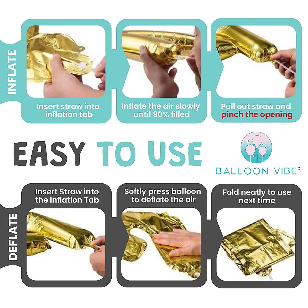 Balloon Vibe Custom Letter Balloons 16 Inch – Cursive Foil Balloon Letters Alphabets & Numbers Personalized Balloons – Create Mylar Balloon Banner for Birthday, Anniversary, or Any Other Occasion