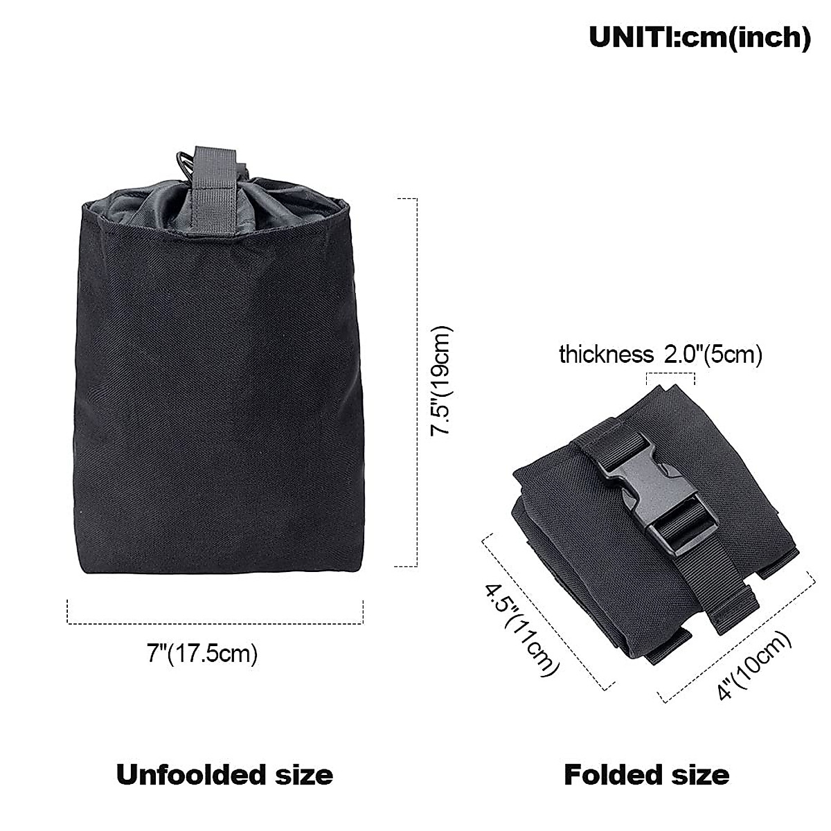 EXCELLENT ELITE SPANKER Tactical Folding Dump Pouch Utility Tool Bag Military Molle Drawstring Ammo Magazine Pouch (Black)