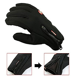 Bicycle Motorcycle Waterproof Gloves Outdoor Sport Warm Windproof Thermal Touch Gloves Riding Running Bike Cycling Gloves Hot Hands Warmer (Black(M))