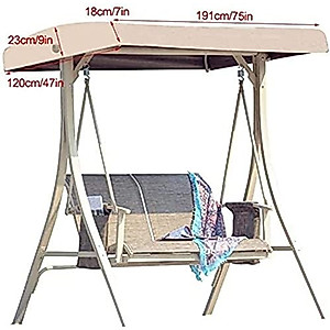 Replacement Patio Swings Canopy Outdoor Replaceable Porch Top Cover Sunscreen Waterproof,Garden Patio Outdoor Rainproof Swing Canopy Outdoor Sunscreen(Only Canopy Cover)