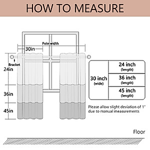 MRTREES Kitchen Curtains Striped Semi-Sheer Tier Curtains Farmhouse Pinstripes Linen Textured Short Cafe Curtain Panels for Bathroom Living Room RV Rustic (2 Panels, W30×L36, Ivory on White)
