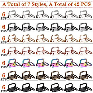 Key Fob Hardware, modacraft 42PCS 1 Inch 7 Colors Keychain Hardware Set Key Fob Hardware for Wristlet Keychain, Key Lanyard and Key Chain Making Hardware Supplies