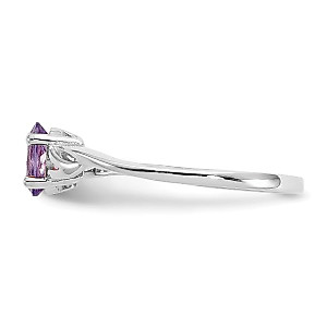 IceCarats 10K White Gold Purple Amethyst Ring Gemstone Band February Birthstone Jewelry Size 7