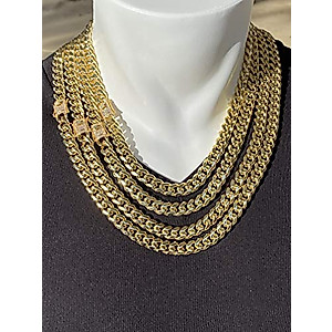 Miami Cuban Link Chain Choker Necklace CZ diamond Lock Real Solid 14K Gold Finish Stainless Steel, Cuban Choker, Cuban necklace, Gold Cuban Chain, 12mm Miami Cuban Link Chain (20)