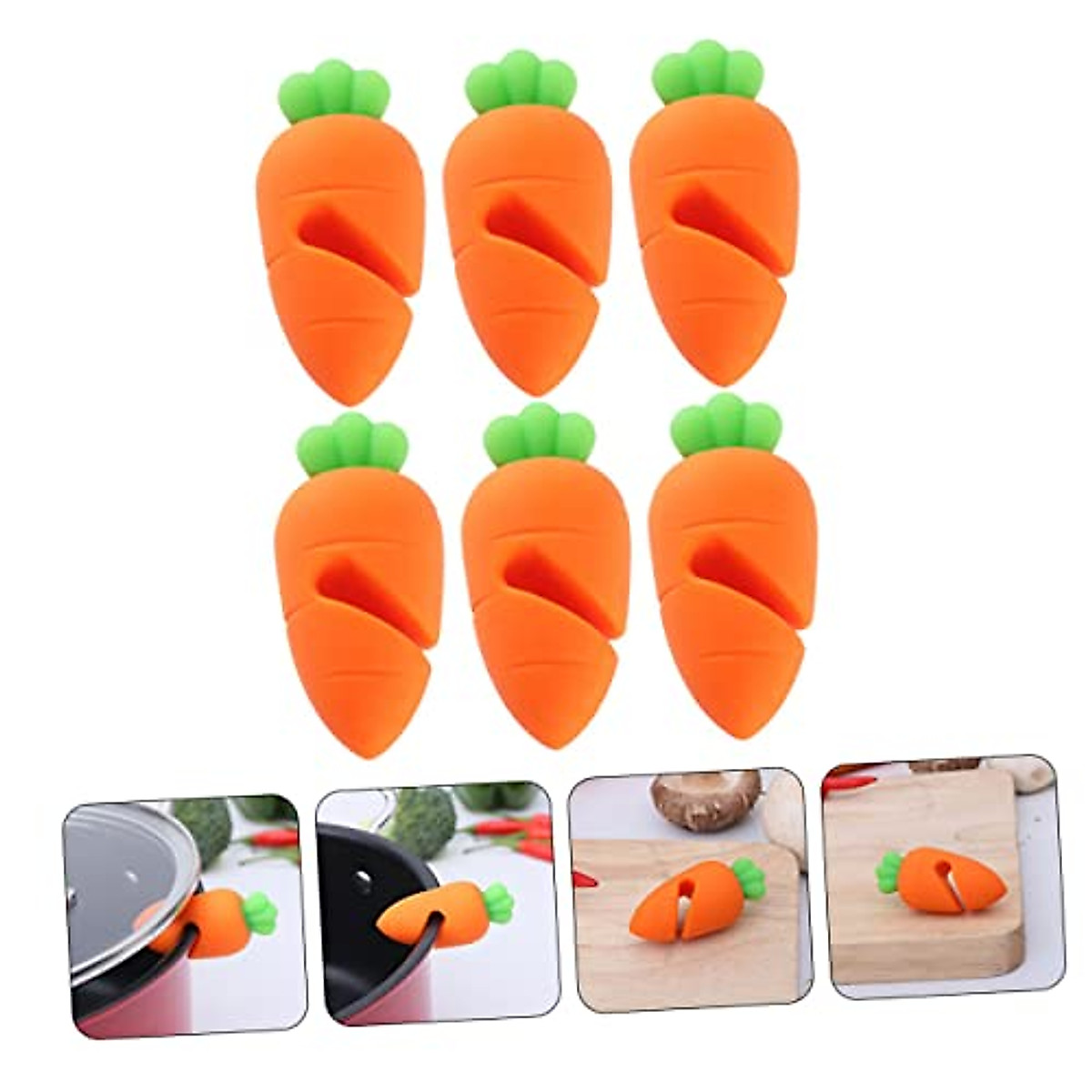 NOLITOY 12 pcs Pan Helpers Spill-proof Spill Stove Holder Cartoon Lid Easter for Pot Cooking Saucepan Keep Stand Supplies Spoon Party Restaurant Silicone Over Lifts Lifter Carrot