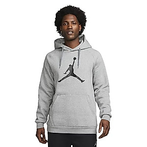 Nike Mens Jumpman Fleece Hoodie, Mens Nike Logo Hoodie, Fleece Hoodie for Men (as1, alpha, l, regular, regular, Standard, Grey, Large)