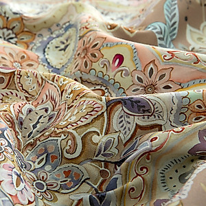 Get Bed Ready Boho Paisley Medallion Duvet Cover Set Traditional Antique Rug Vintage Damask Bohemian Pattern Bedding Elegant Boteh Tapestry Egyptian Cotton (Tan, Queen)