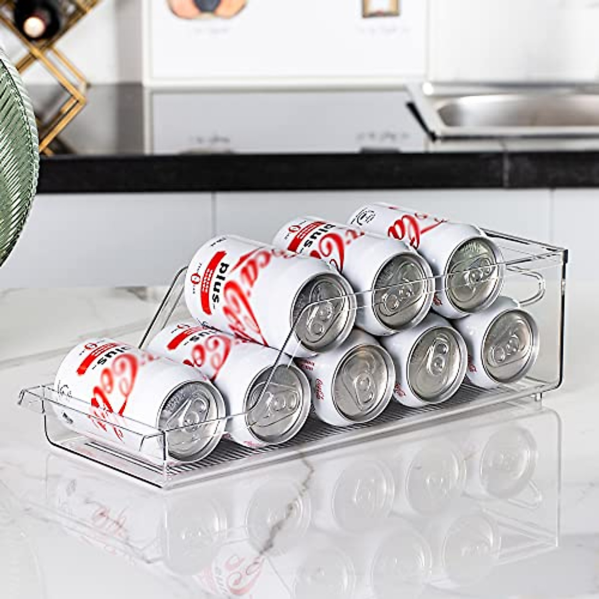 Lunhoo Beverage Can Organizer, Pantry and Refrigerator Storage Organizer Bins for Kitchen and Cabinet Pack of 2
