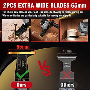 24PCS Bi-Metal Titanium Oscillating Tool Blades – Multi-Tool Blades Cutting Nails, Staple, Copper Pipe, Drywall, Sheetrock, Wood, Siding – Universal Fit DeWalt, Milwaukee, Fein, Metabo, Rigid (M42 Ti)