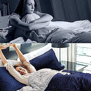 Secura Everyday Luxury Premium Adult Weighted Blanket & Removable Blue Minky Cover & 2 Pillowcases (20 lbs 60 x 80 Queen Size, 100% Cotton Material with Glass Beads)