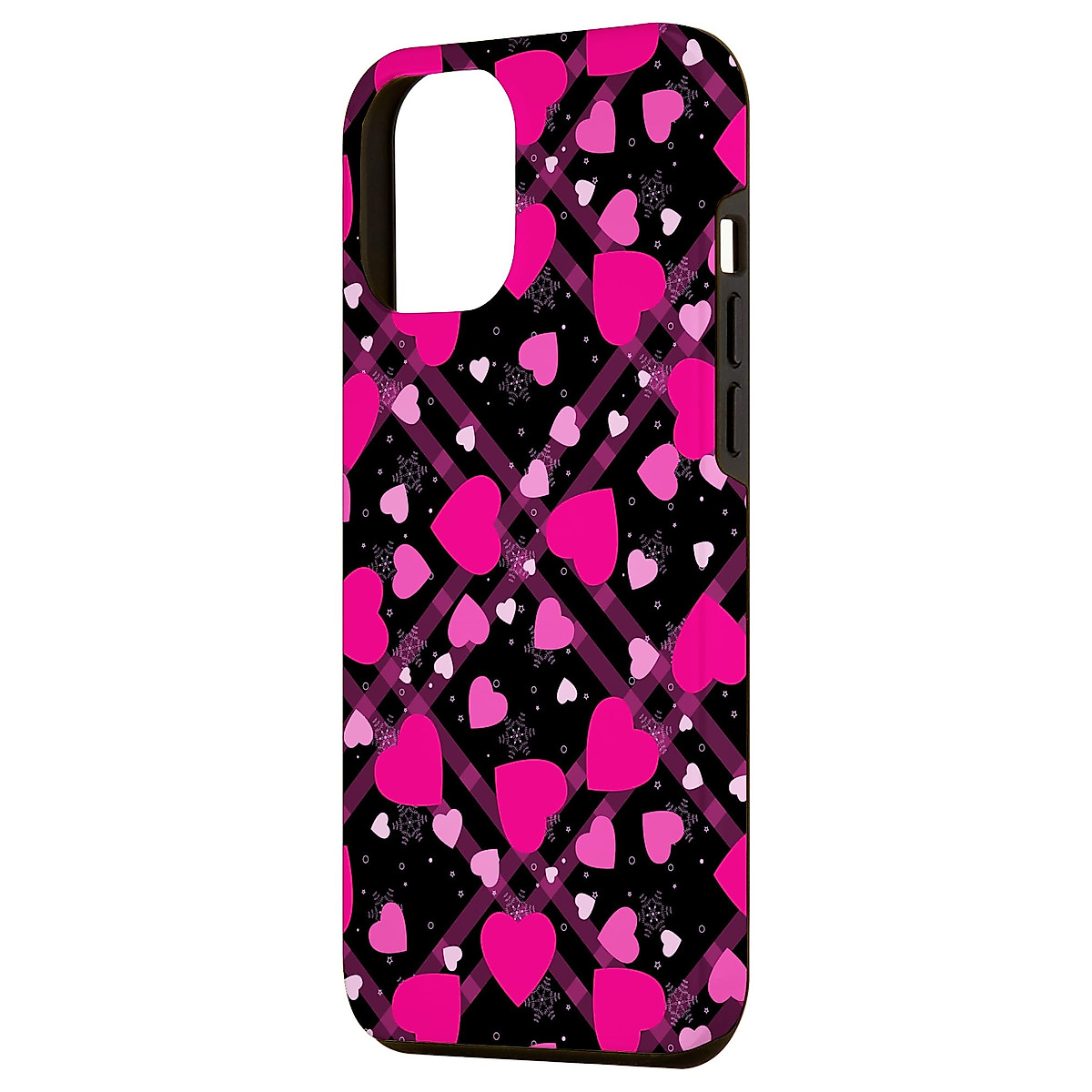 iPhone 12 Pro Max Valentines Day Hearts Love Pattern With Pink Plaid Case