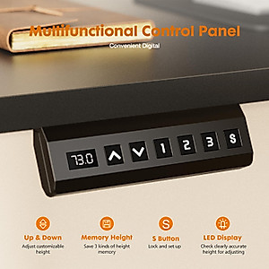 Sweetcrispy Height Adjustable Electric Standing Desk with Storage Shelf Double Drawer, 40 x 24 Inch Stand up Desk, Sit Stand Desk with Splice Board