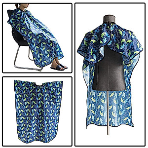 Kids Haircut Cape and Neck Duster Brush Hair Comb Set Professional Barber Hairbrush and Children Dolphin Hairdresser Apron with Adjustable Snap Closure Extra Long Cape 47x39 inch