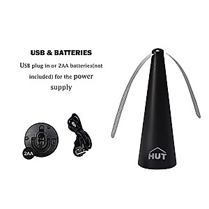 HUT-Fly Fan for Table, Portable Fan for Outdoor Indoor, Restaurant Patio Fly Fan, Battery USB Fan, Keep Flies Away, Black (4 Pack)