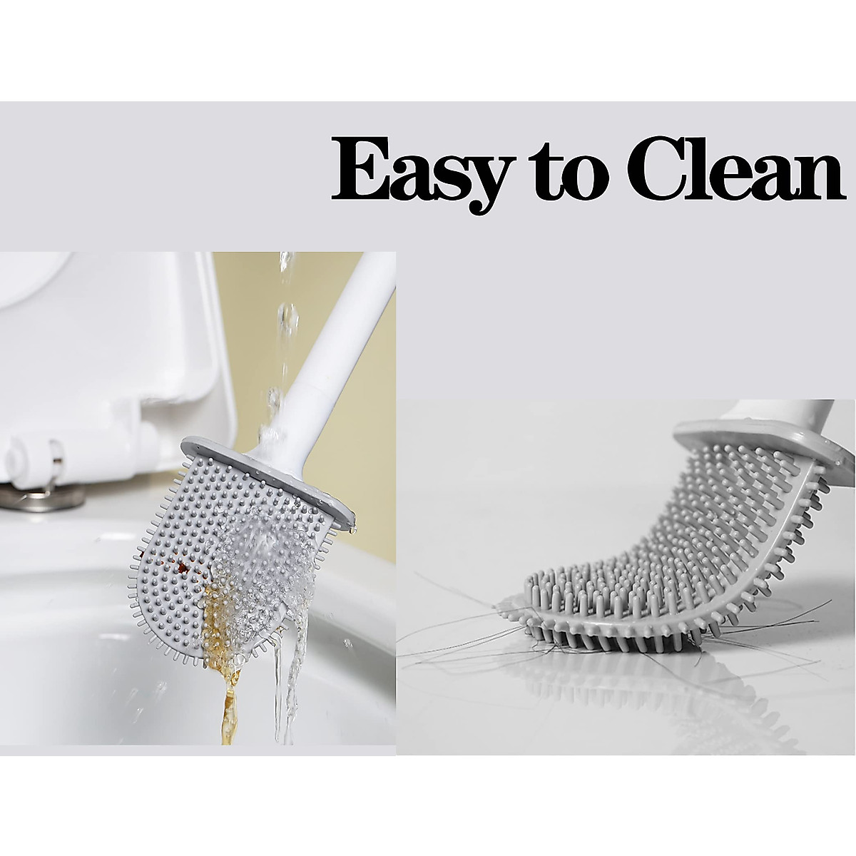 V-SHWAS Toilet Brush and Holder, Silicone Toilet Bowl Brush with Ventilated Holder Cleaning Supplies Toilet Cleaner Brush Bathroom Accessories （White