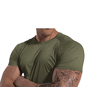 Men's 3pack Dry Fit Workout Gym Short Sleeve T Shirt Moisture Wicking Active Athletic Performance Running Shirts(BKDGAG L)