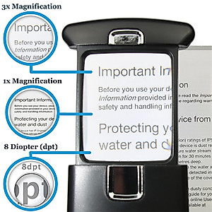 EasY Magnifier Small Pocket Magnifying Glass 3X with LED Light for Reading; Lighted Hand Held Coin Loupe; Mini Magnify Lens; Gifts for Seniors