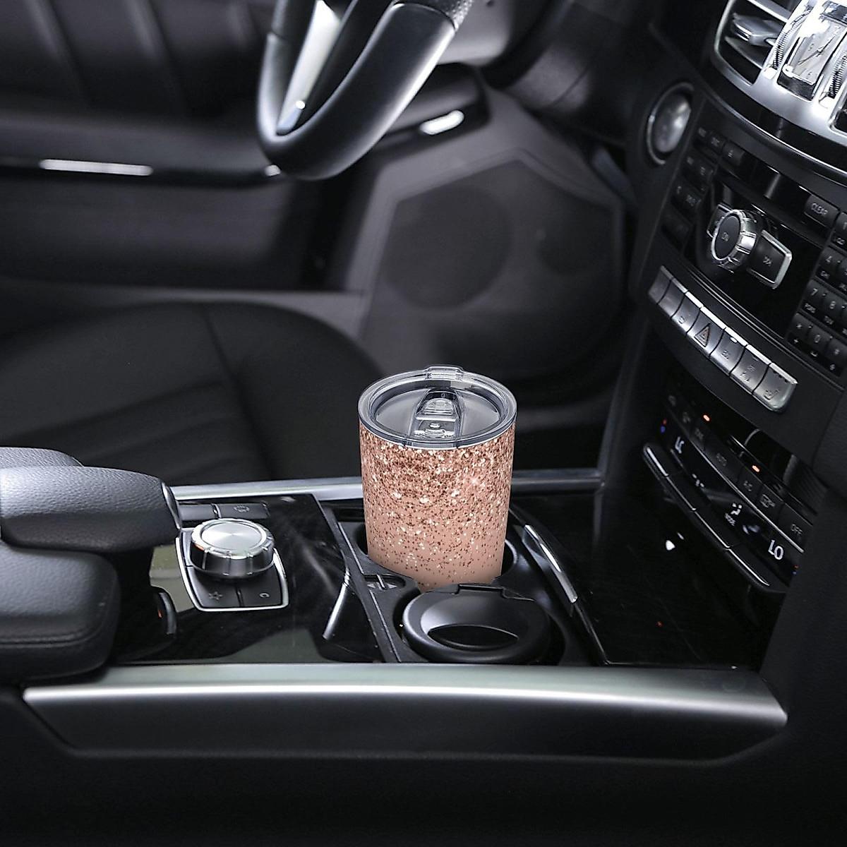 Blush Pink Rose Gold Glitter 20oz Tumbler Stainless Steel Vacuum Insulated Double Wall Travel Tumbler, Durable Insulated Coffee Mug, Thermal Cup With Lid and Straw for Hot & Cold Drinks