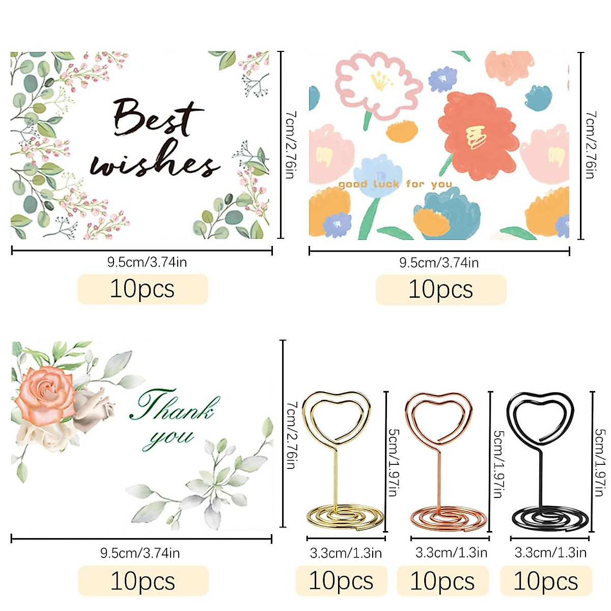 Caliee 30 PCS Card Holders Memo Clip Holder Table Card Holders Picture Holder for Desk Thirty Greeting Cards Cute Table Number Holders Small Size Table Card Holder Table Number Stands