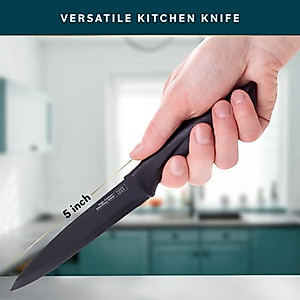 Home Hero Kitchen Knife Set with Sheath, Steak Knife Set & Kitchen Utility Knives - Ultra-Sharp High Carbon Stainless Steel Knives with Ergonomic Handles (1 Pc Set, Black)
