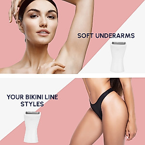 Facial Hair Removal for Women, Bikini Trimmer for Women Pubic Hair, Painless 2 in 1 Hair Remover Rechargeable Body & Face Hair Shaver for Legs, Arms, Armpit, Peach Fuzz on Upper Lip and Chin (White)