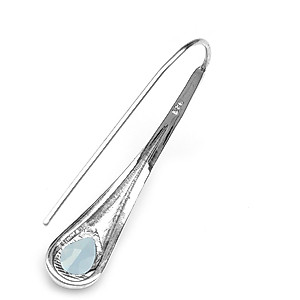 Silvershake 1.04ct. Genuine Blue Aquamarine White Gold Plated 925 Sterling Silver Modern Style Hook Earrings