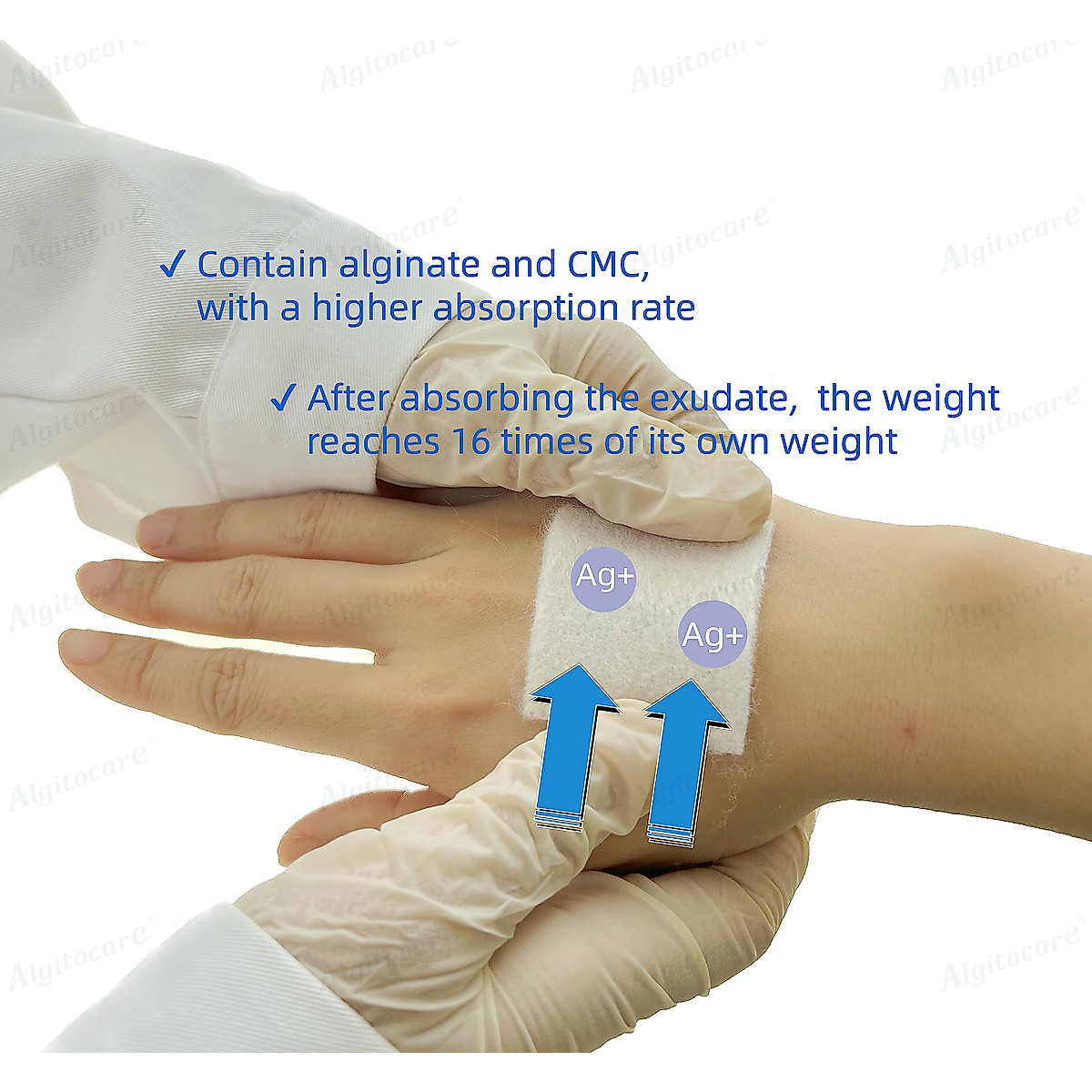 Algitocare Ag Silver Calcium Alginate Wound Dressing - 4"x4"(Pack of 10) with 2"x2"(Pack of 10)