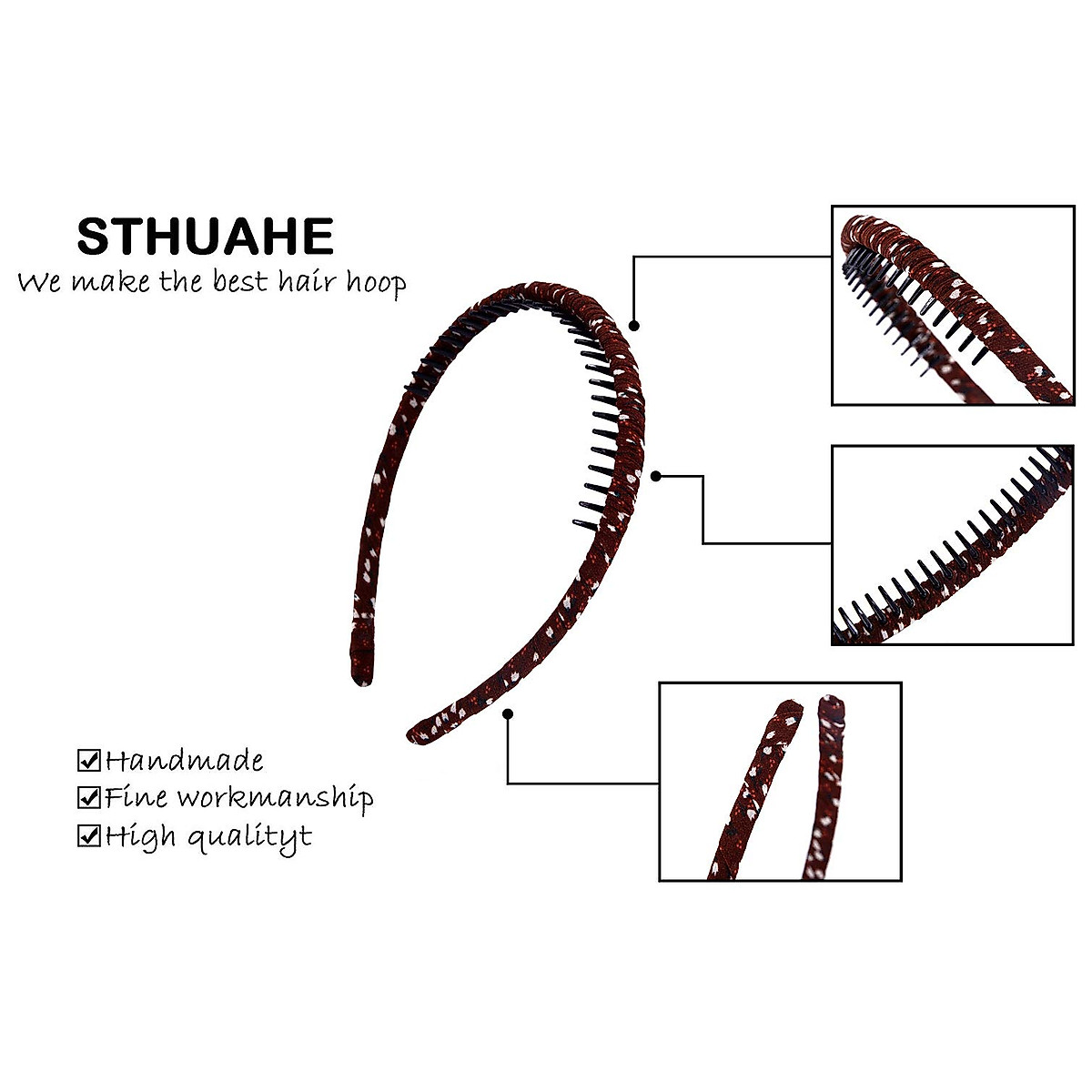 STHUAHE4PC Multicolor Protection Resin Teeth Comb Hair Hoop Hairband Headband Hair Accessories for female by Beauty hair (4 Colors)