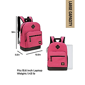 DICKIES Signature Lightweight Backpack for School Classic Logo Water Resistant Casual Daypack for Travel Fits 15.6 Inch Notebook (Pink)