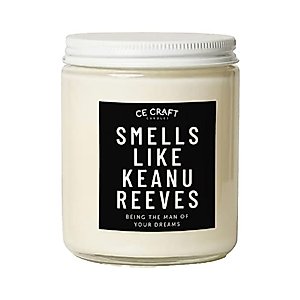C&E Craft - Smells Like Keanu Reeves Candle - Mahogany Teakwood Scented Soy Wax Candle - Pop Culture - Gift for Her (8 Ounces)