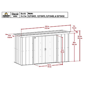 Arrow Classic Steel Storage Shed, 10x4, Sage Green