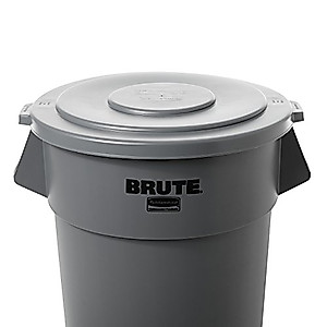 Rubbermaid Commercial FG265400GRAY BRUTE Heavy-Duty Round Waste/Utility Container, 55-gallon Lid ONLY, Gray