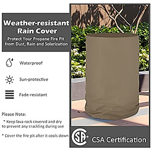 Giantex Fire Pit Outdoor 16’’ Electronic Ignition Round Fireplace with 30,000 BTU Heat Output, Lava Rocks, Instant Touch-up Pen, Waterproof Cover, for Patio, CSA Certified Fire Pits for Outside(Black)