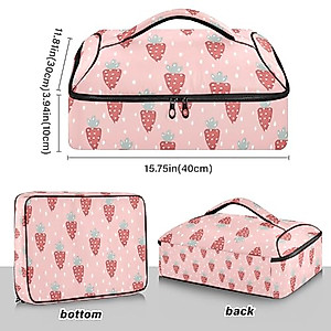 Kcldeci Insulated Thermal Food Carrier Insulated Casserole Carrier for Hot or Cold Food,Carrots and White Dots on A Pink Insulated Tote Bag for Potluck Cookouts Parties Picnic,Lasagna Lugger