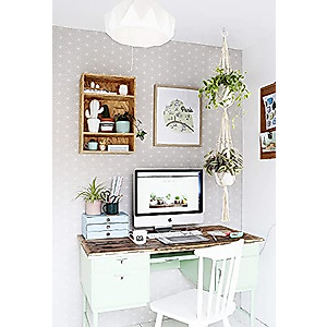 Mkono Macrame Double Plant Hanger Indoor Outdoor 2 Tier Hanging Planter Basket Cotton Rope with Beads 4 Legs 49 Inches