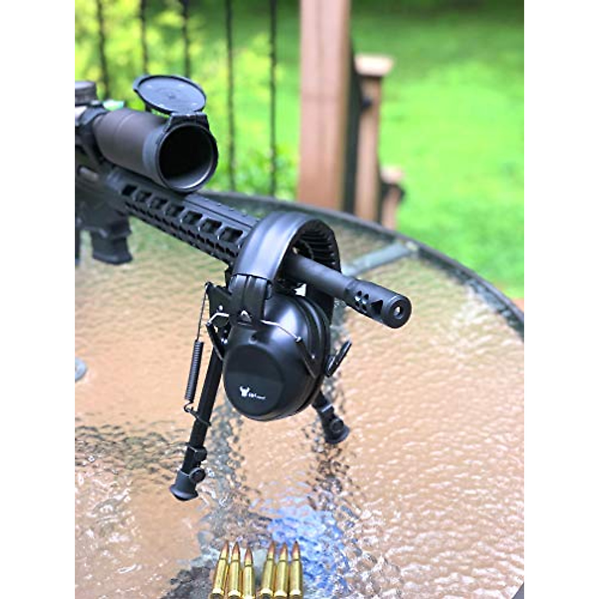 Earmuffs hearing protection with low profile passive folding design 26dB NRR and reduces up to 125dB, black