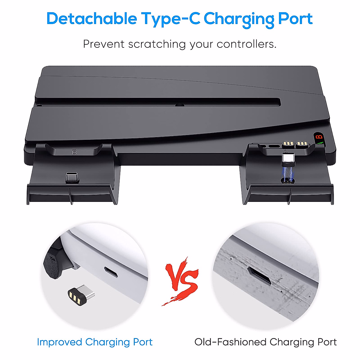 Vertical Stand with Controller Charger Compatible with PS5 Console, YUANHOT Charging Station Dock with 4 USB-C Plugs