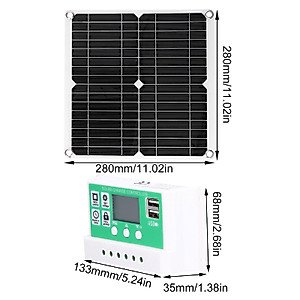 Shopping Spree Solar Panel Kit, 40W 18V 20A Solar Charge Controller Monocrystalline Silicon 280x280mm for Airplanes Satellites for Automobiles RVs Ships