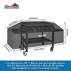 Stanbroil 36 inch Griddle Cover for Blackstone 4 Burner Grills, 600D Heavy Duty Waterproof Canvas Flat Top Gas Grill Cover for Blackstone 36" Griddle Cooking Station