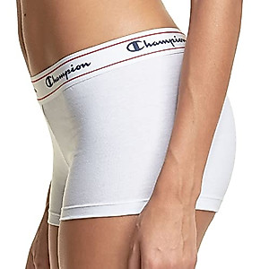 Champion Women's Heritage Underwear, Stretch Cotton Boyshort Panties, Single or 3-Pack, White, 1-Pack, Medium