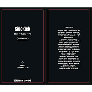 Copenhagen Grooming Sidekick (50 Days Supply) - Beard Growth Supplements - Beard Growth Pills w/Biotin - Vitamin Tablets for Facial Hair Growth for Men - Hair & Beard Vitamins Growth