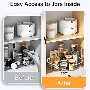 LAMU Lazy Susan Organizer for Refrigerator 15.4''x11'' Turntable Organizer for Fridge, Cabinet, Pantry, Kitchen Bathroom Vanity Makeup Refrigerator Organizers and Storage, Clear, Rectangle,1Pack