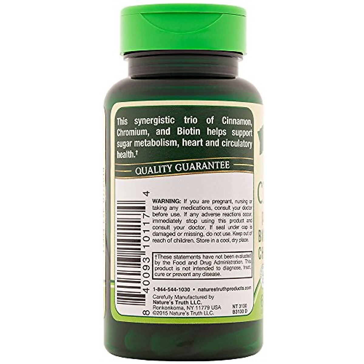 Ceylon Cinnamon Capsules | 2500mg | 60 Count | Vegetarian, Non-GMO & Gluten Free Supplement | Plus Chromium and Biotin | by Nature's Truth