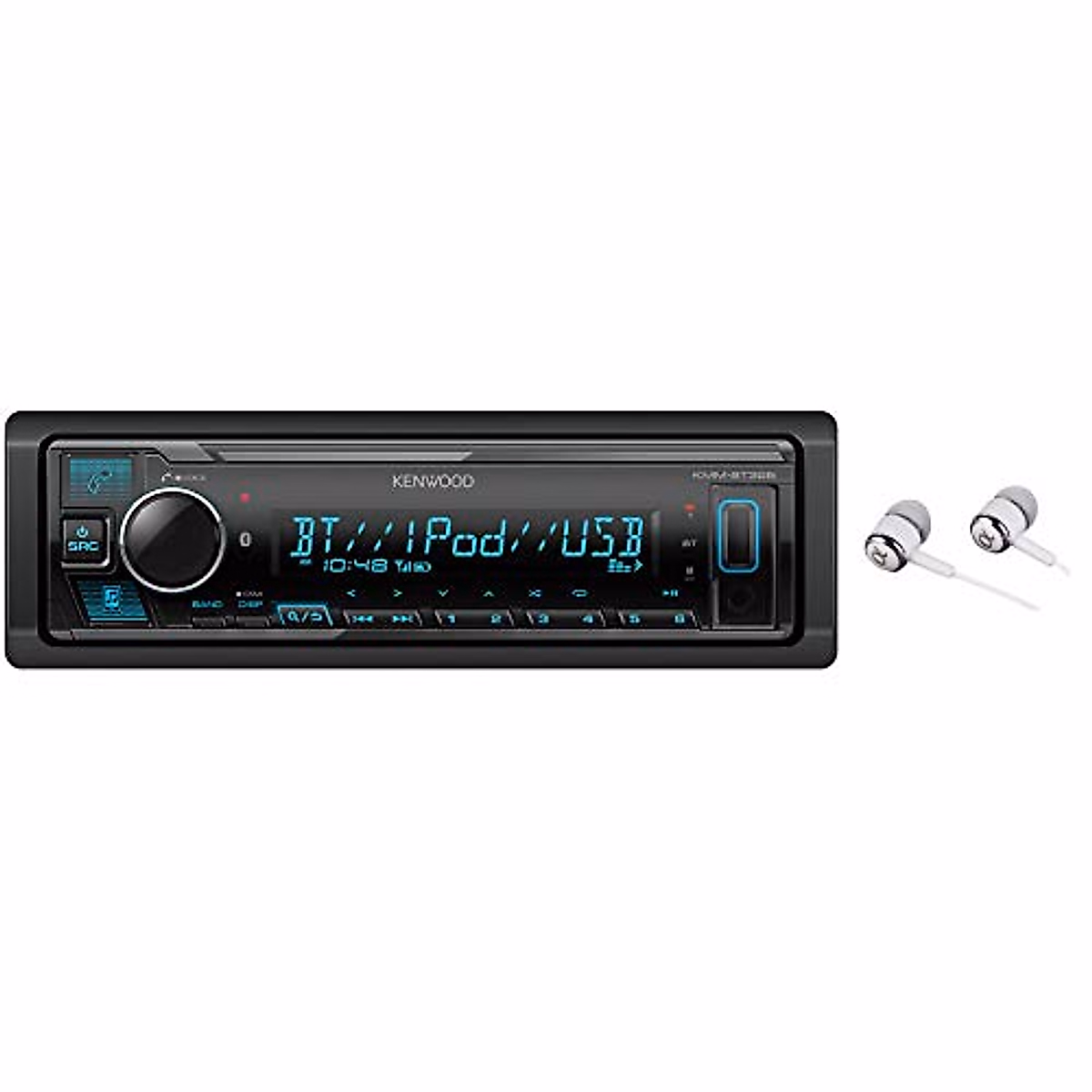 Kenwood Bluetooth USB MP3 WMA AM/FM Digital Media Player Dual Phone Connection Pandora Car Stereo Receiver/Free Alphasonik Earbuds