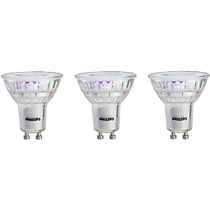PHILIPS LED Flicker-Free GU10 Bulb, 250 Lumen, Bright White Light (3000K), 3W=35W, Title 20 Certified, 3-Pack