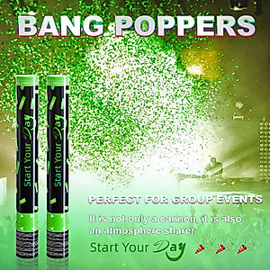 Confetti Cannons Confetti Poppers,15 Inch Biodegradable Party Poppers Confetti Shooters, WORKKEEP Green Confetti Pop for Birthday Wedding Celebration New Year Decorations Air Powered Confetti