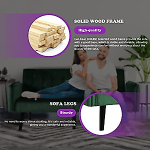 TYBOATLE 65" W Velvet Modern Convertible Folding Futon Couch Sofa Bed w/ 2 USB Charging Ports and arms, Loveseat for Compact Living Space, Dorm, Game Studio, Bonus Room, Apartment, Bedroom (Green)